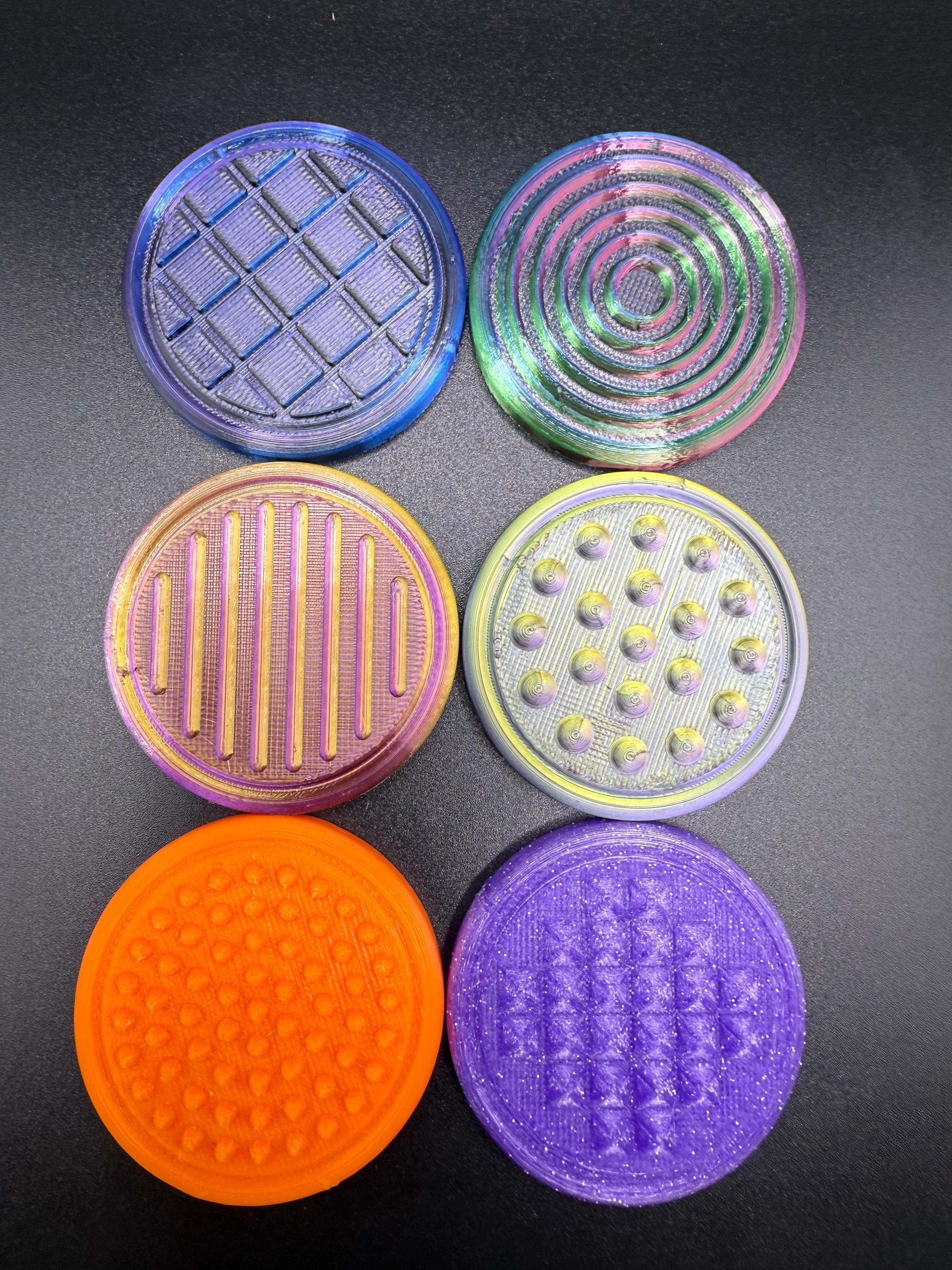 3D Printed Textured Sensory Puck Set: 6 Unique Discs